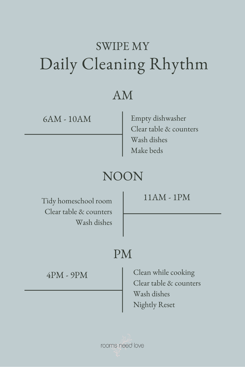Swipe My Simple Daily Cleaning Rhythm - Rooms Need Love